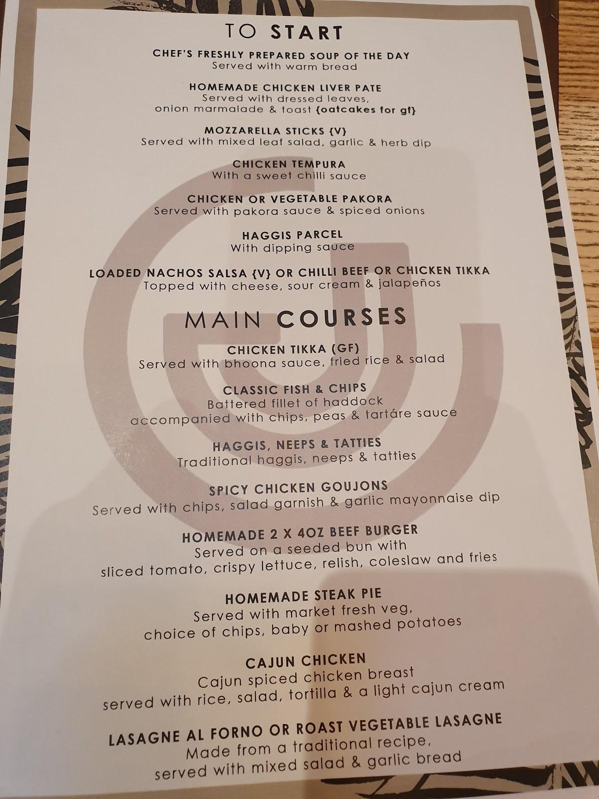 Menu at The Junction restaurant, Coatbridge