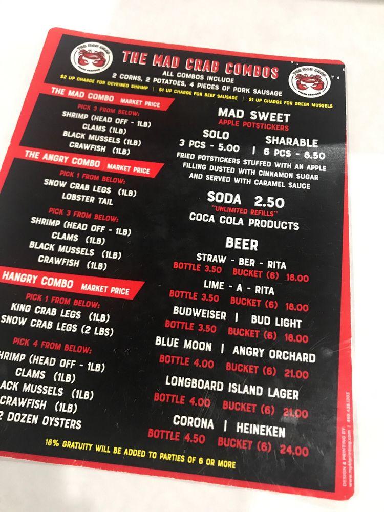 Menu at The Mad Crab restaurant, University City