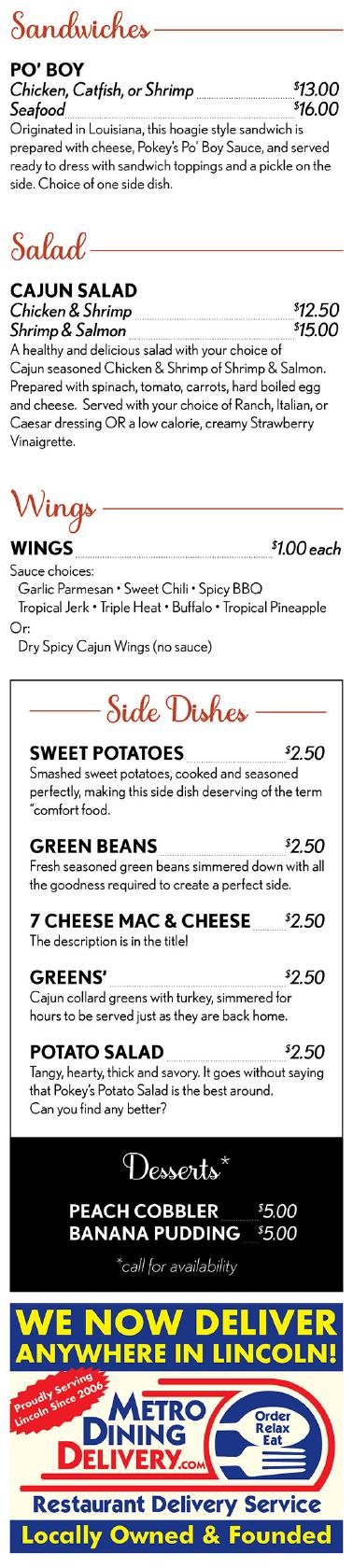 Menu at A Taste of Louisiana fast food, Lincoln, N 27th St #2