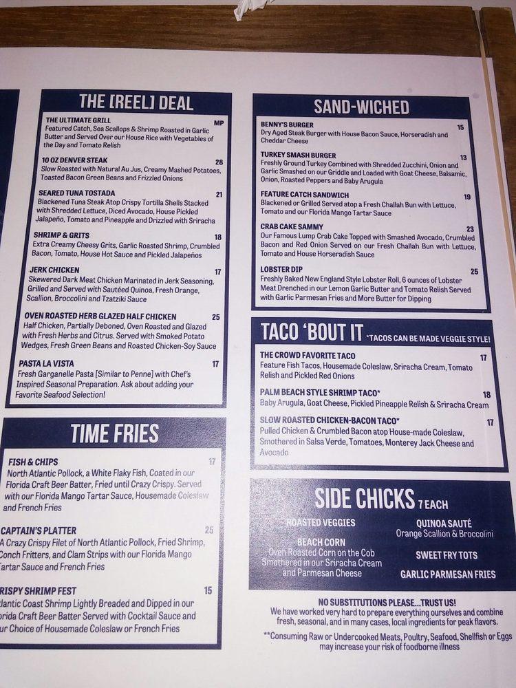 Menu at Benny's On The Beach - Pier pub & bar, Lake Worth