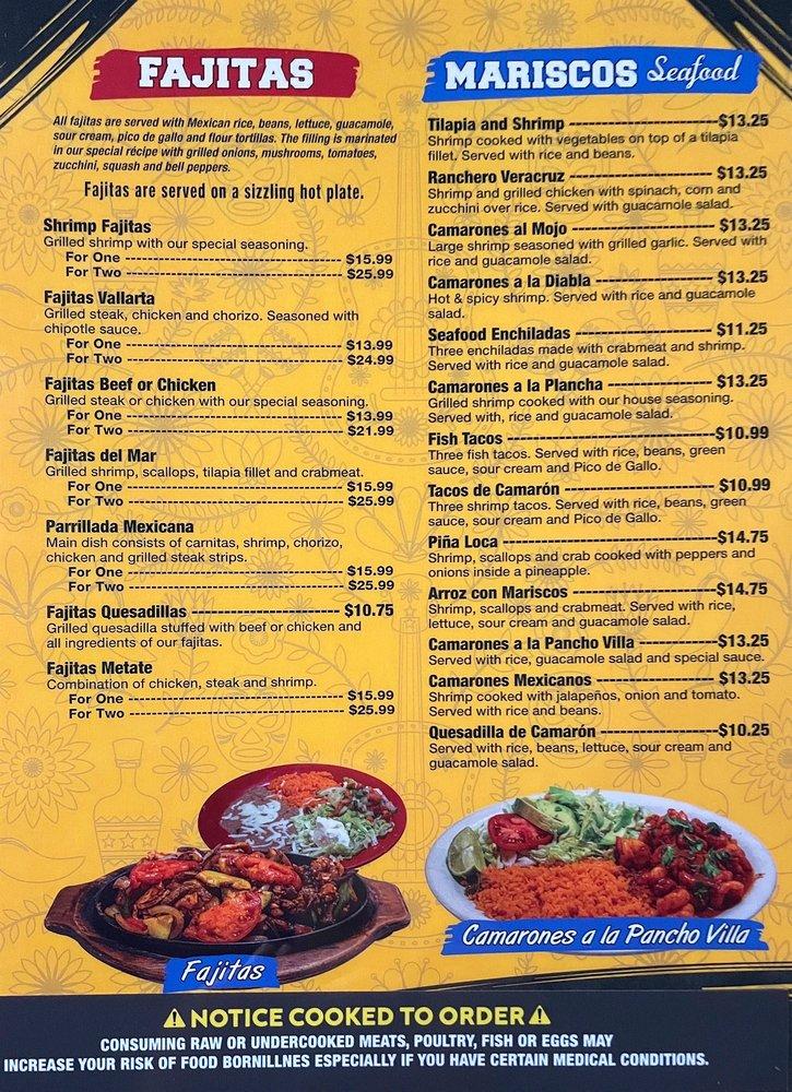 Menu at El Metate restaurant, Tifton
