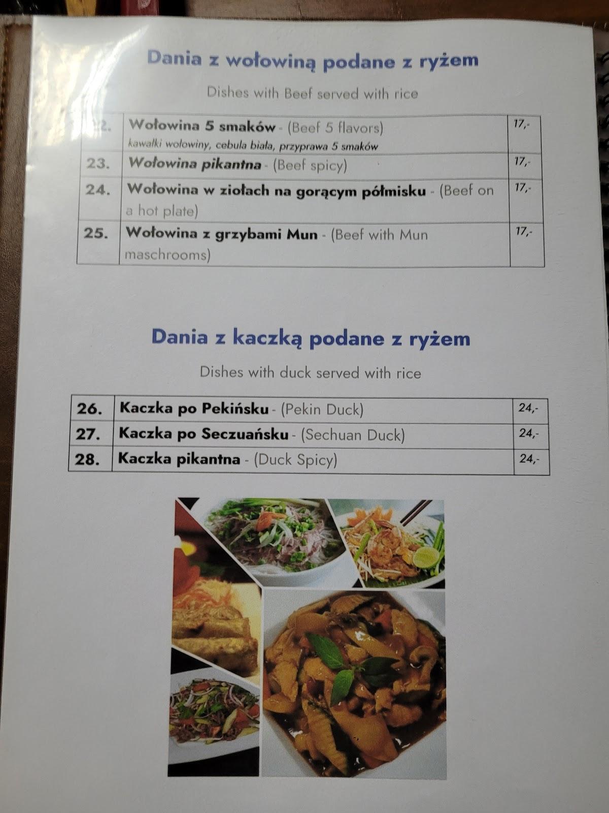 Menu at Happy Star restaurant, Zabrze