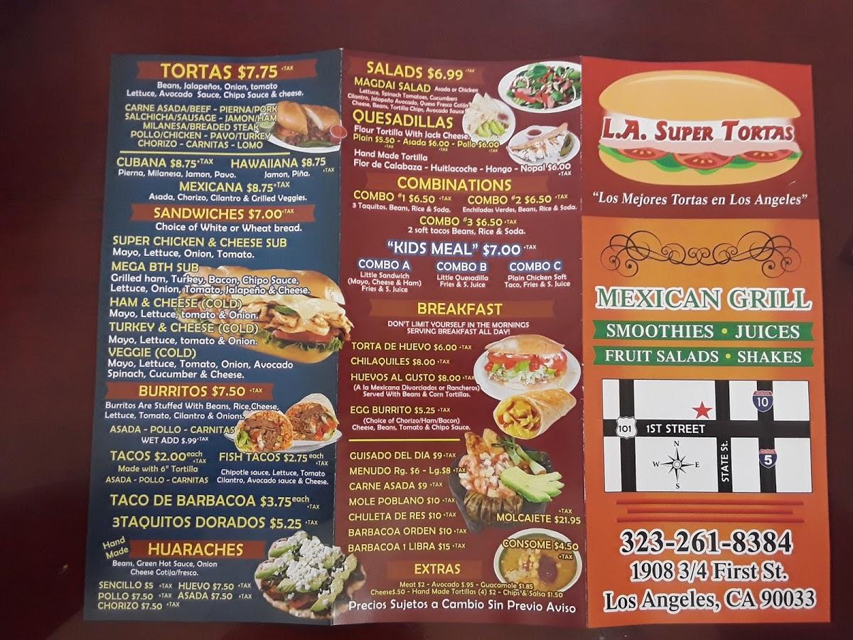 Menu at L.A. Super Torta pub & bar, Los Angeles, E 1st St