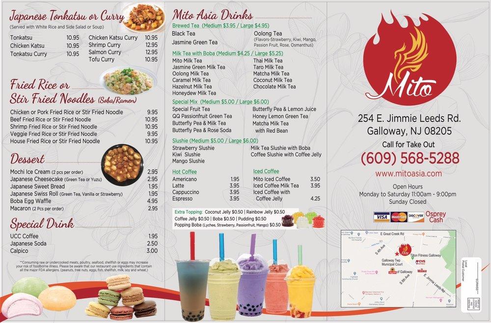 Menu at Mito Asia restaurant, Galloway