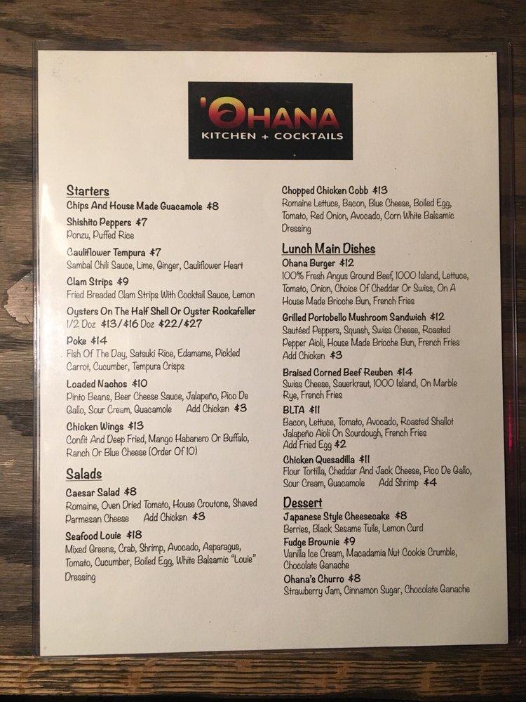 Ohana Kitchen And Cocktails Menu at Wilma Arrington blog