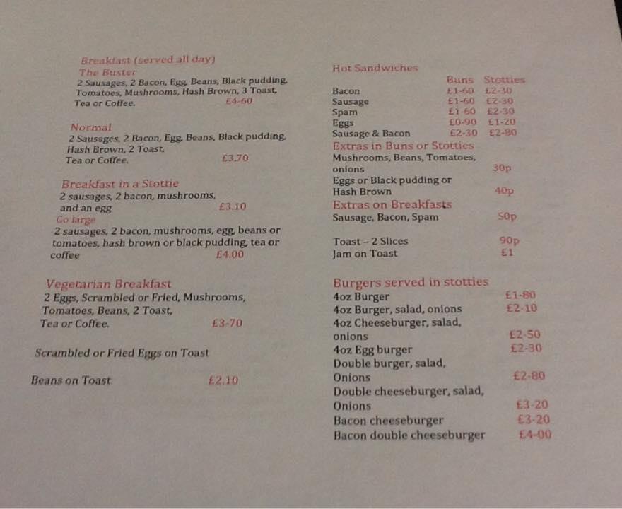 Menu at Als Diner restaurant, Cramlington