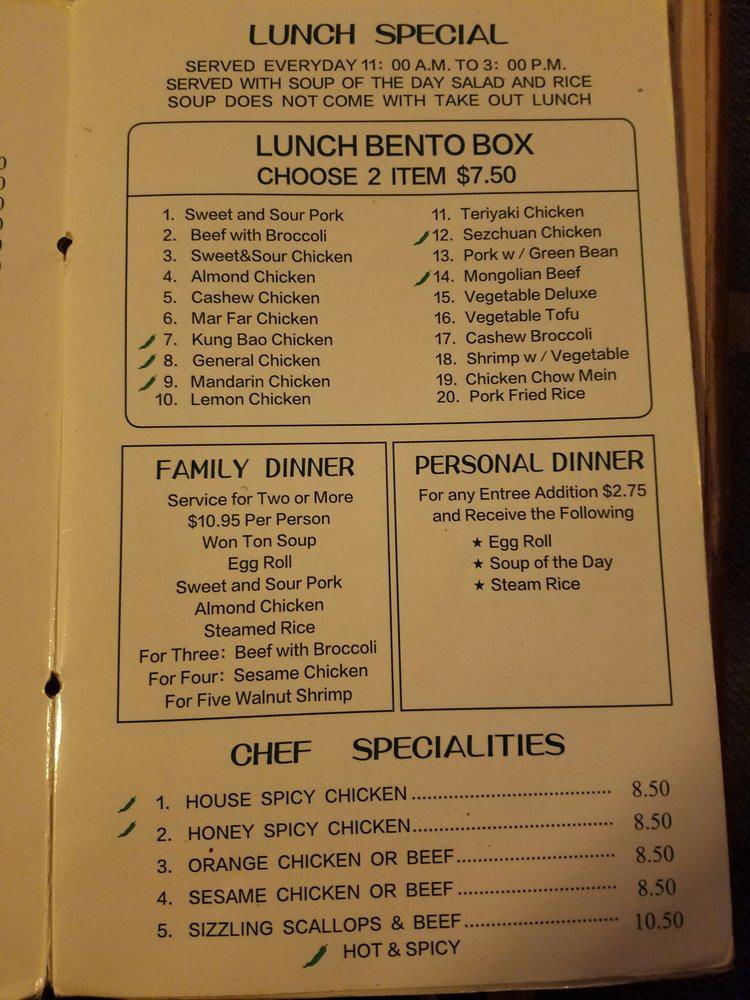 Menu at Asian Dragon Chinese restaurant, Lakeport