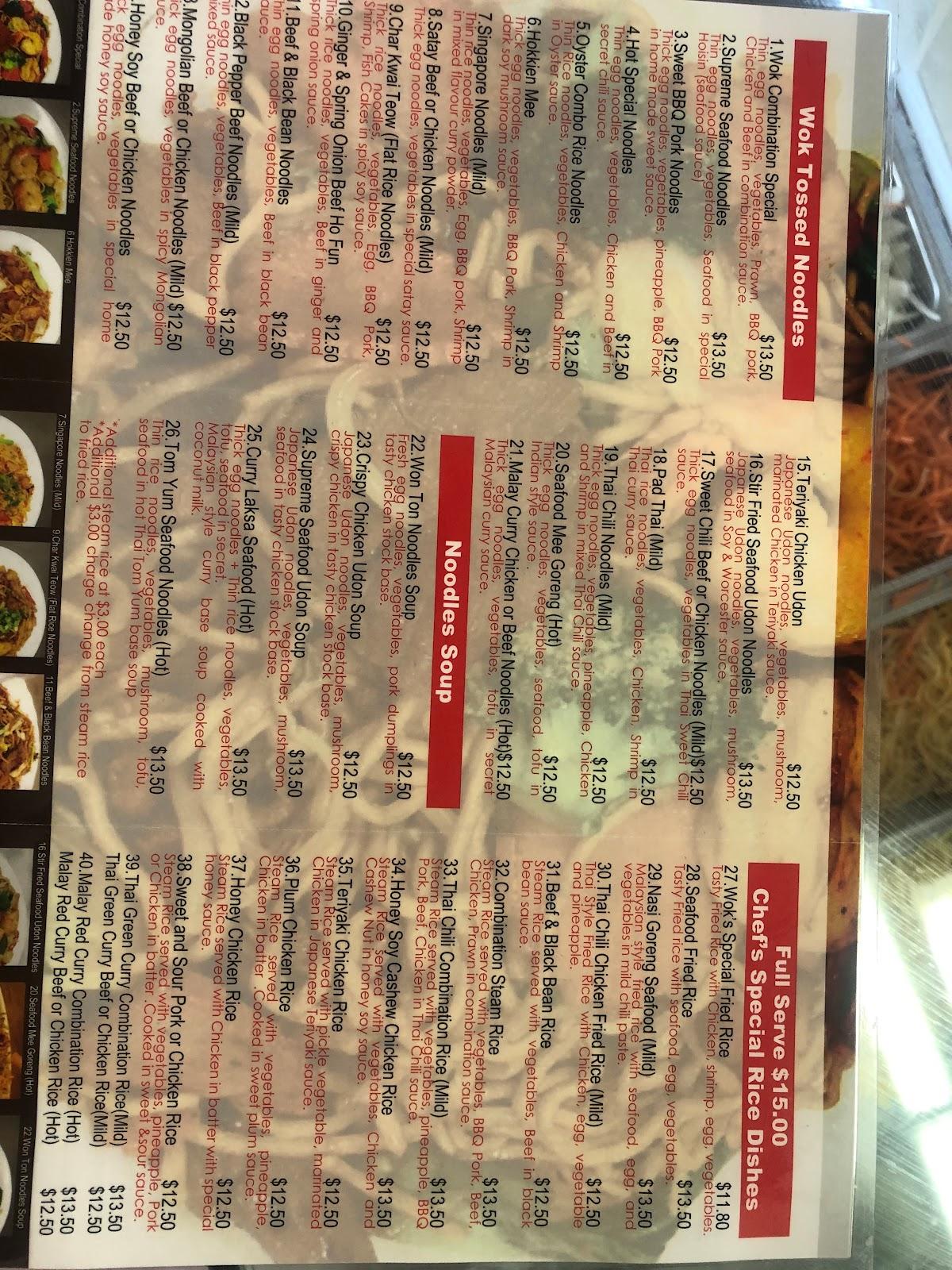 Menu at Asian Wok Noodle & Sushi Bar, Drysdale