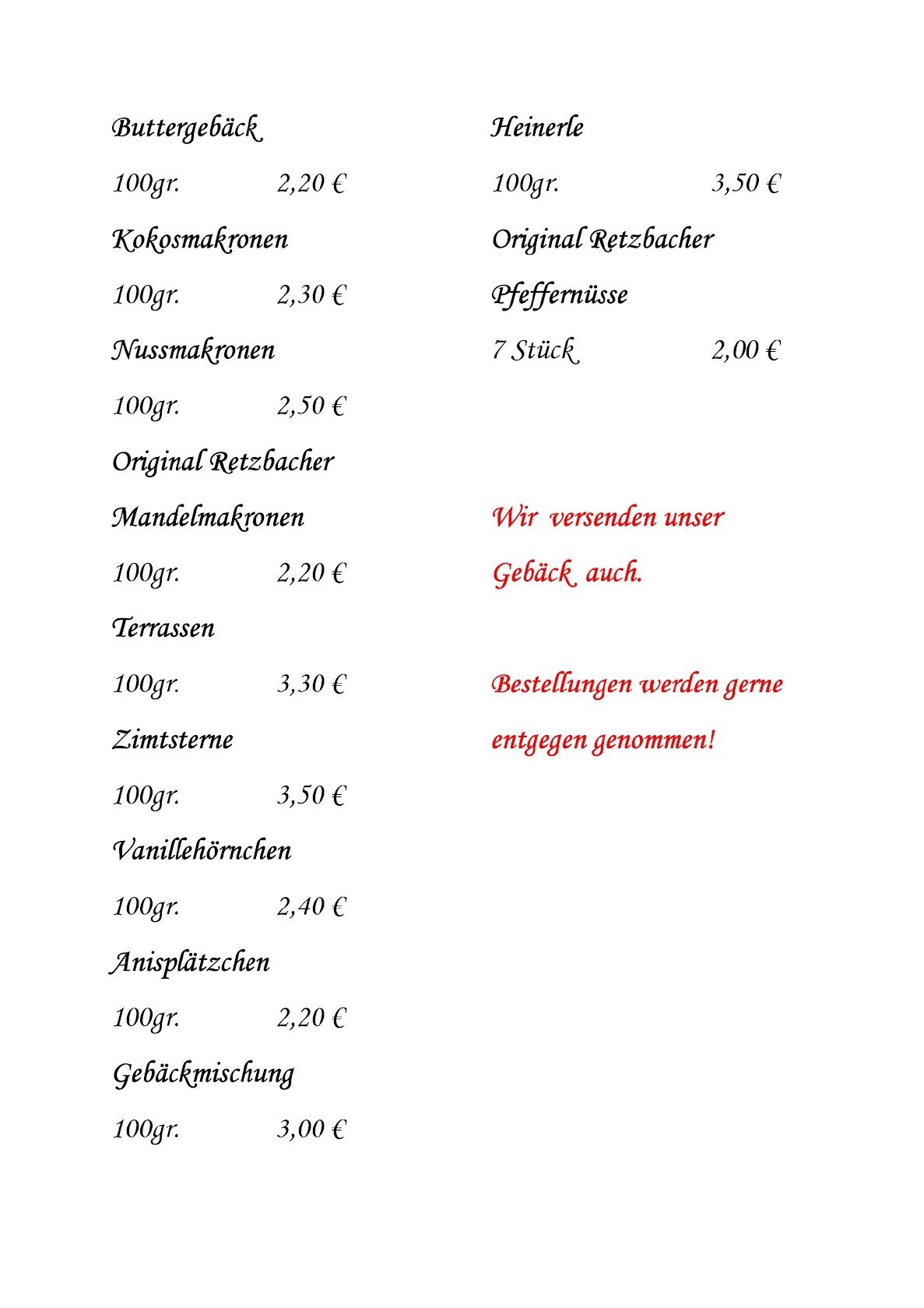 Speisekarte Von Zellinger Fleischwaren Vom Feinsten, Salzburg – ZHERSS