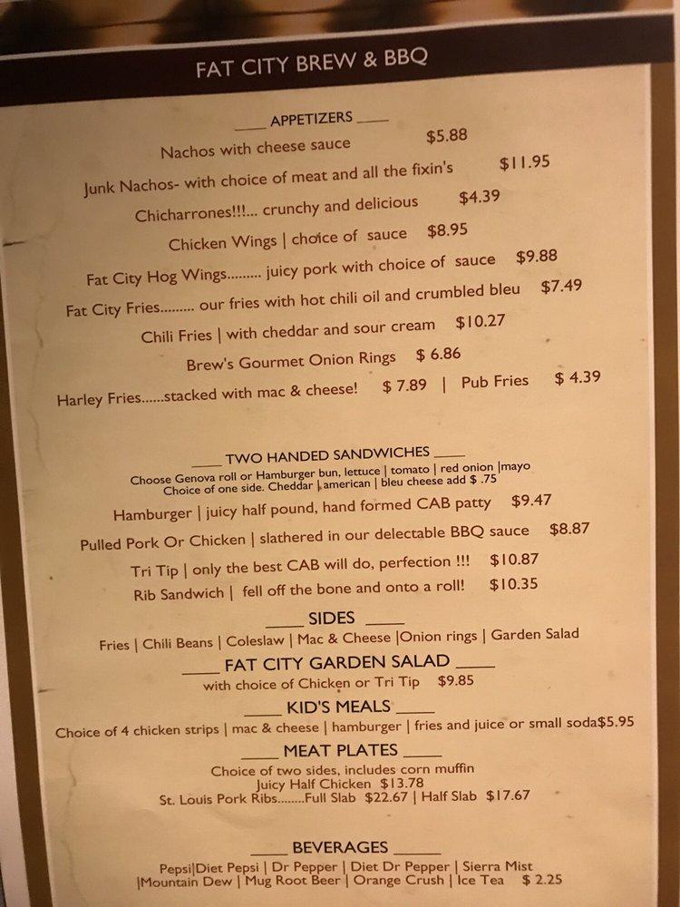 Menu at Fat City Brew & BBQ, Stockton, Pacific Ave