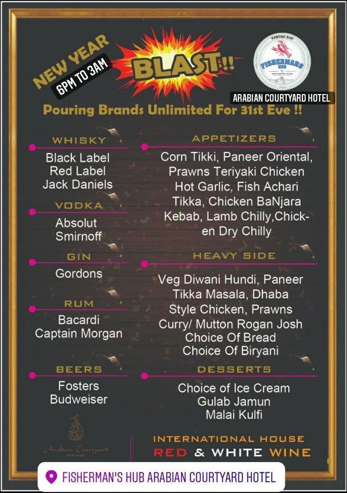 Menu at Fisherman's Hub - Arabian Courtyard Hotel pub & bar, Dubai