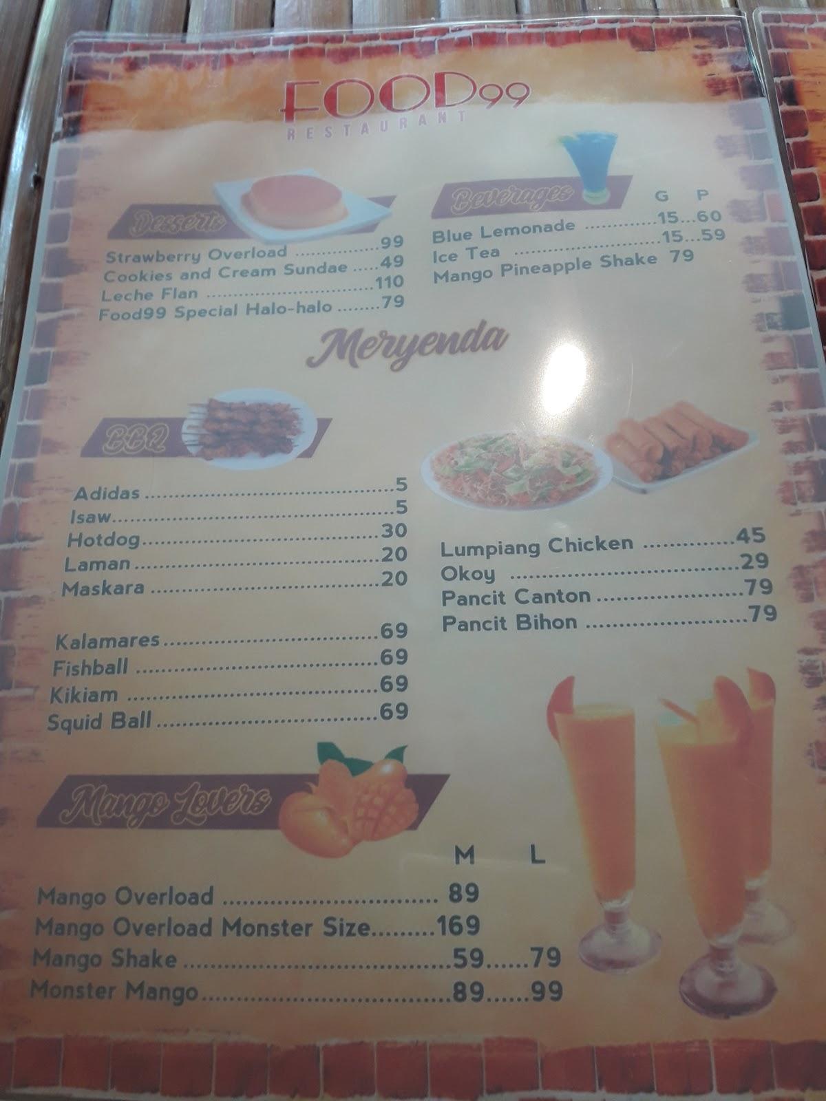 Menu at Food99 Restaurant Santiago City, Santiago