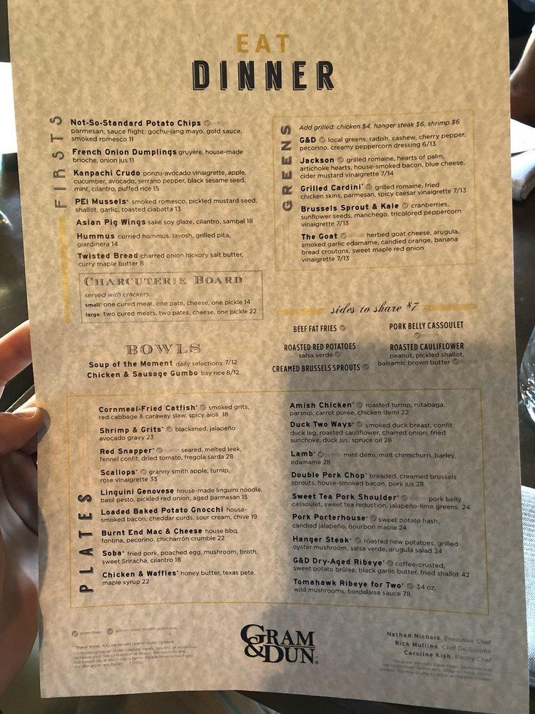 Menu at Gram & Dun pub & bar, Kansas City