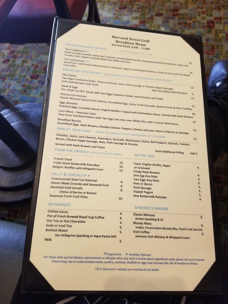 Menu at Harvard Street Grille pub & bar, Sacramento