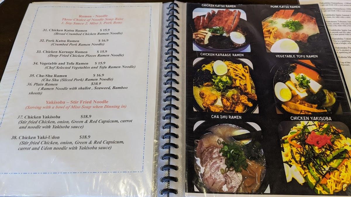 Menu at ICHI Japanese Restaurant, East Toowoomba
