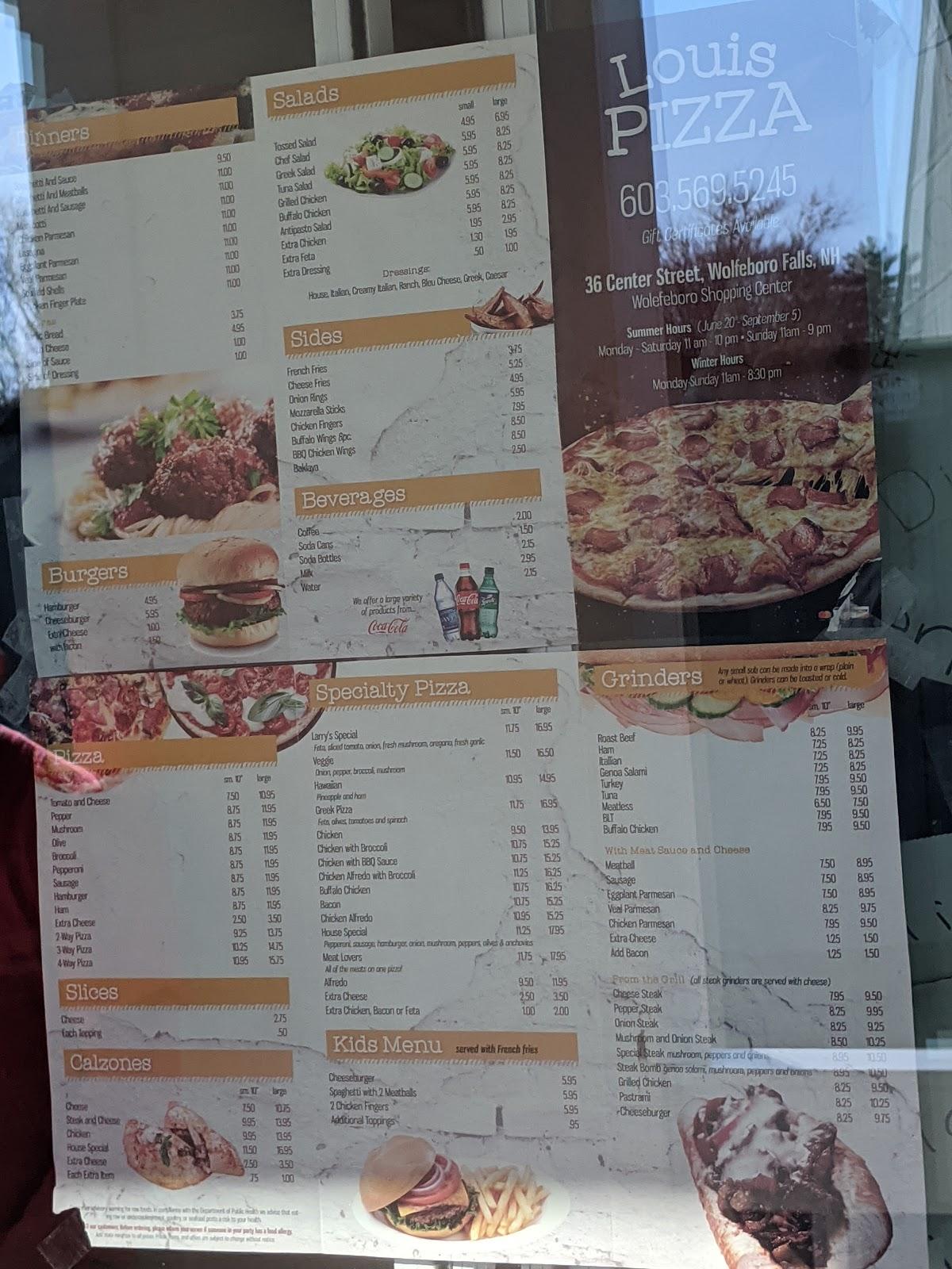 Menu at Louis Pizza pizzeria, Wolfeboro, 36 Center St