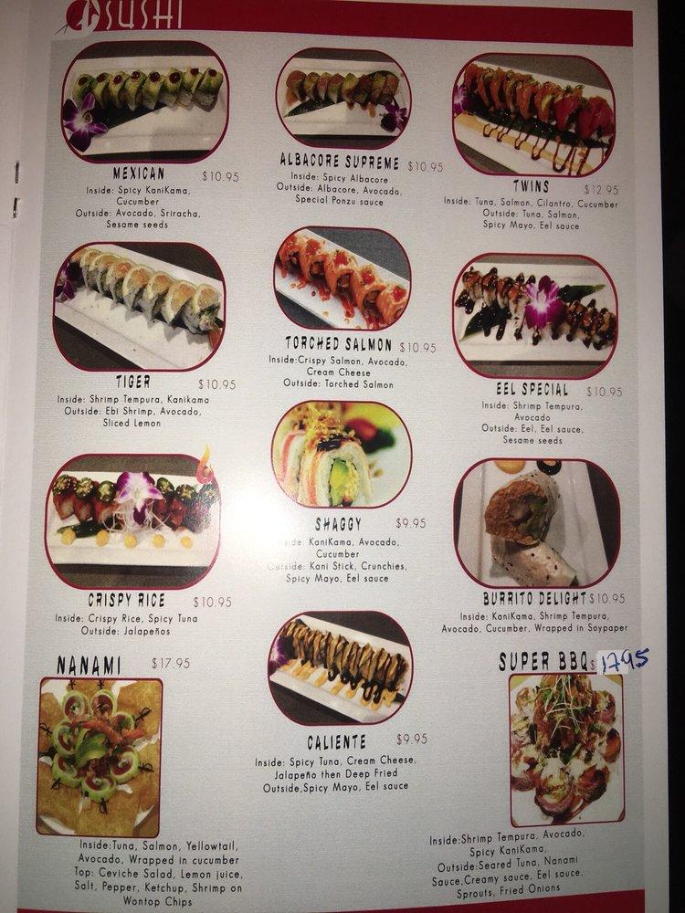 Menu at Nanami sushi restaurant, Hemet