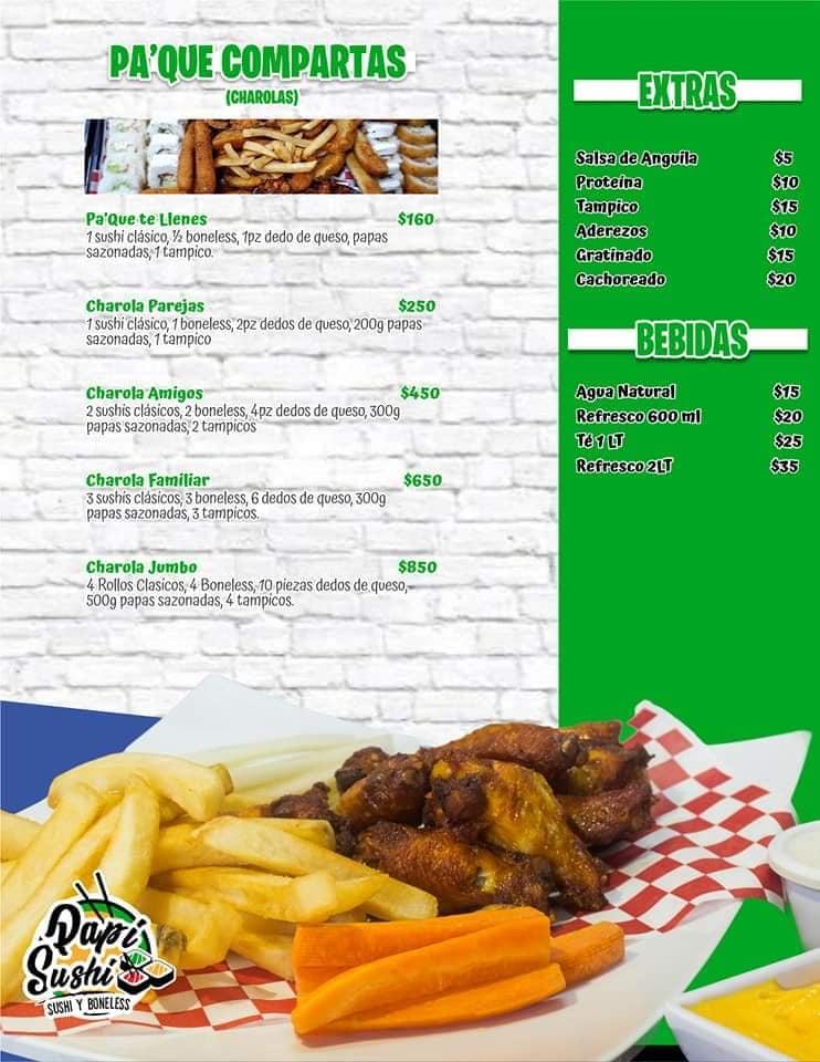 Menu at Papi Sushi restaurant, Guaymas, Blvd. Benito Juárez S/N