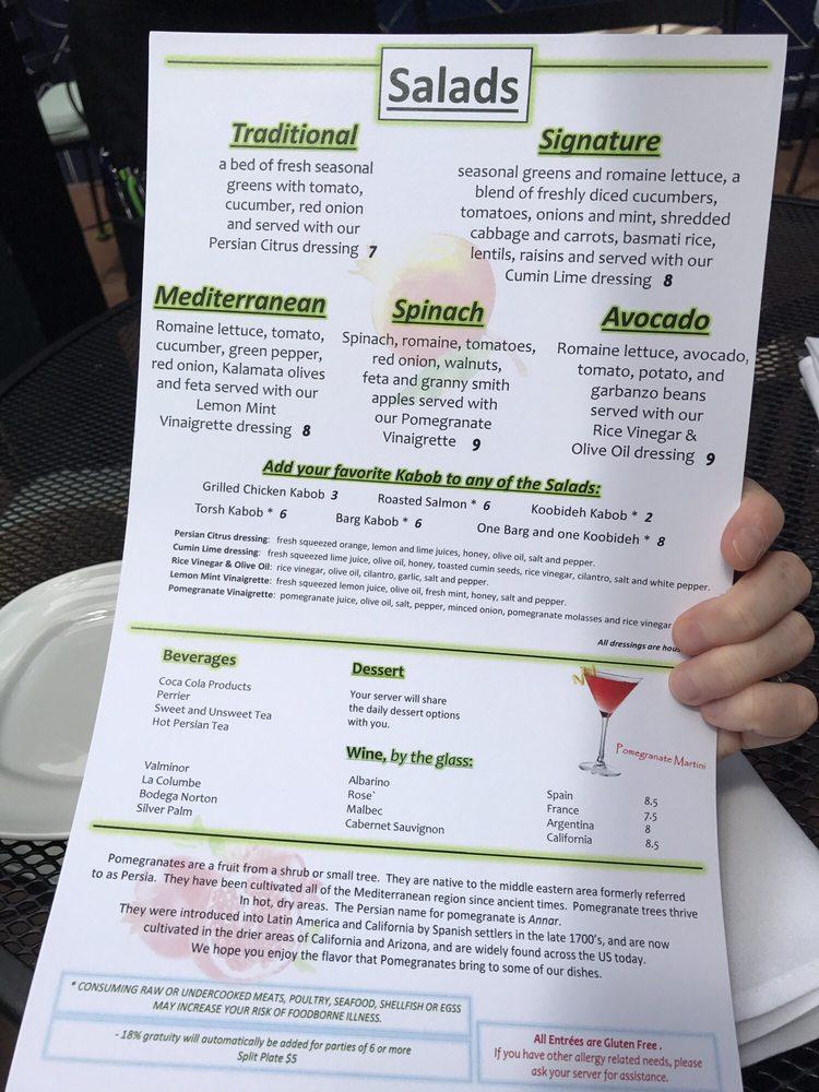 Menu at Pomegranate on Main pub & bar, Greenville