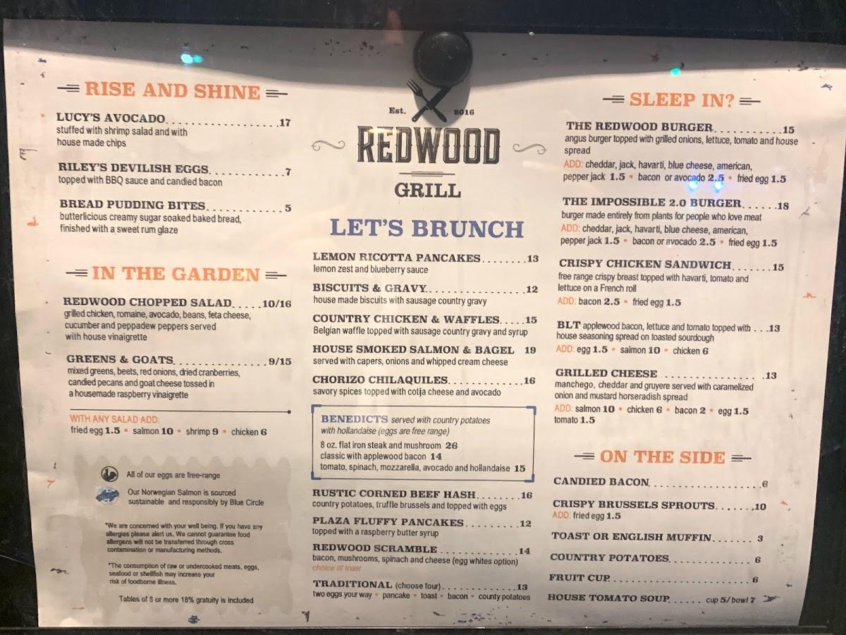 Menu at Redwood Grill pub & bar, Redwood City, 356 Woodside Plz