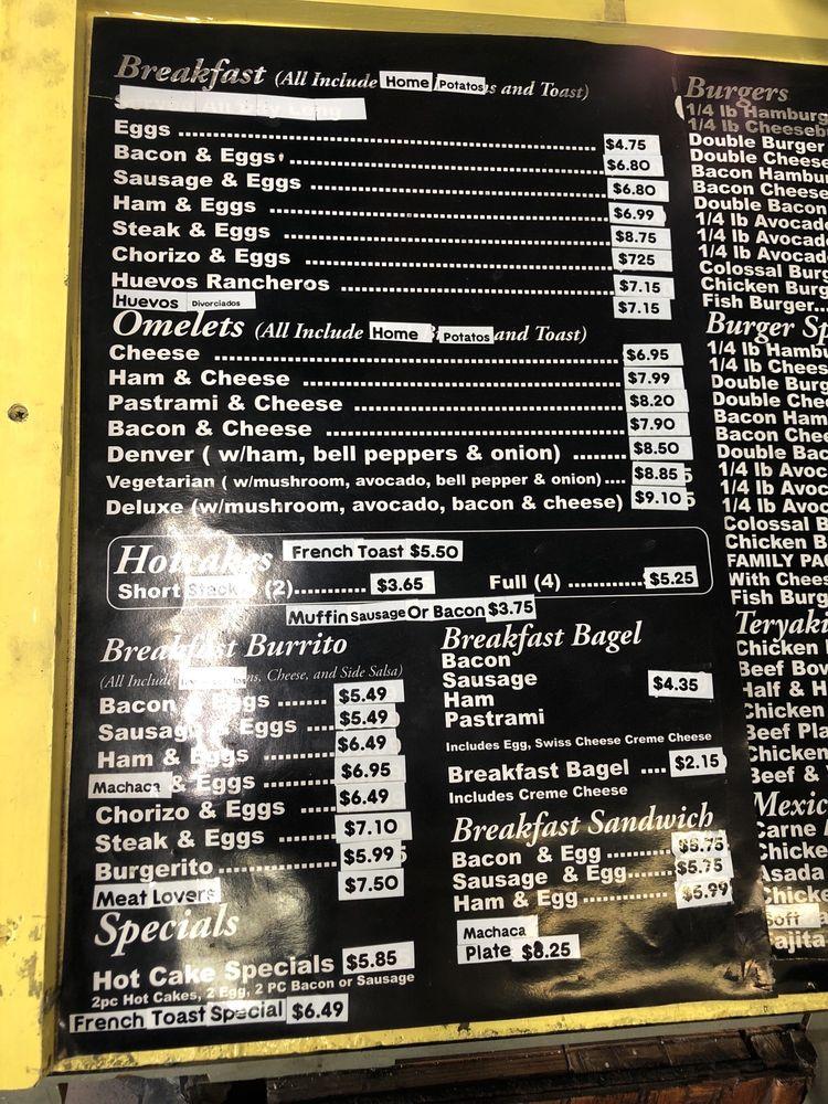 Menu at Angelo's Burgers restaurant, Santa Fe Springs