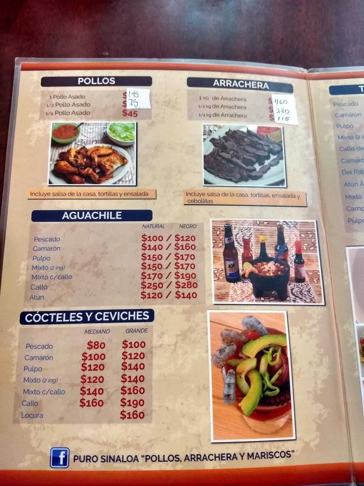 Carta del restaurante Puro Sinaloa, Ciudad del México, Erasmo ...