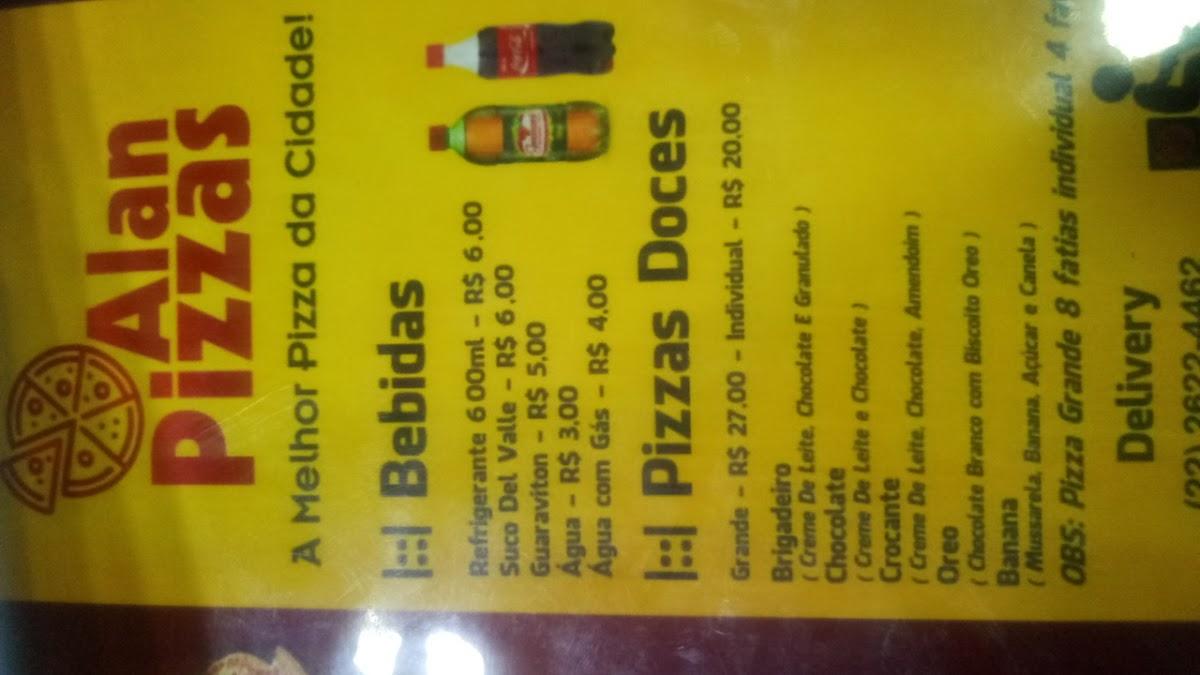 Menu at Alan Pizzas restaurant, Arraial do Cabo