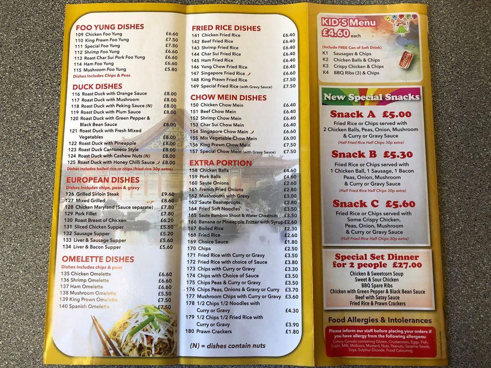 Menu at Golden City (Ballymena) restaurant, Ballymena