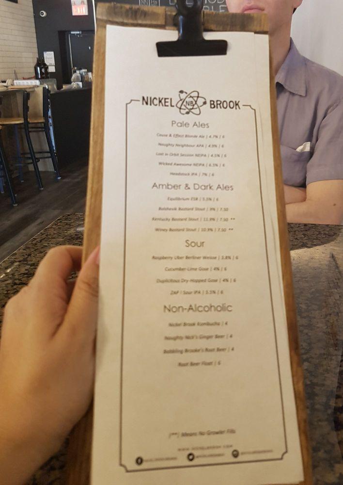 Menu at Nickel Brook Brewery, Burlington