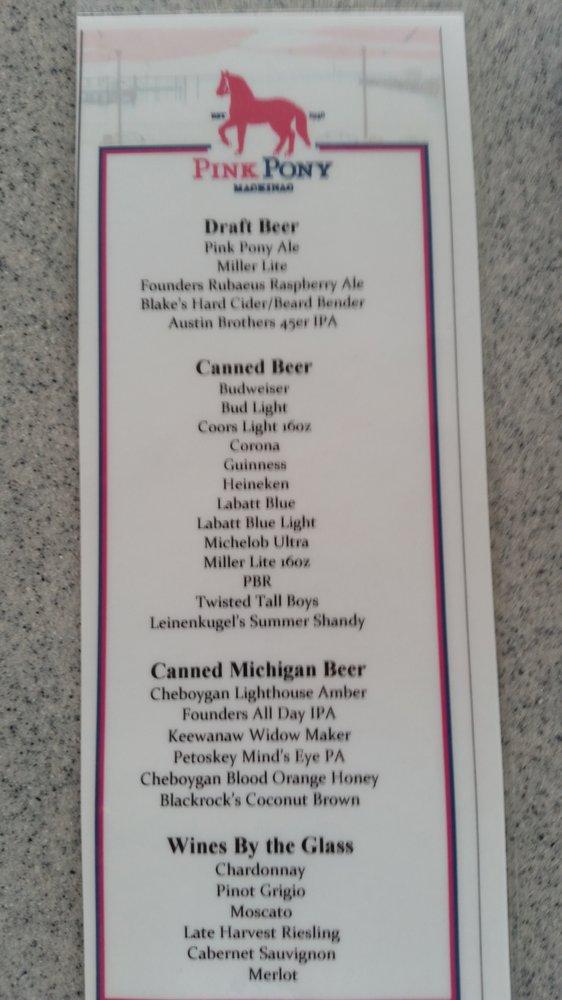 Menu at Pink Pony pub & bar, Mackinac Island