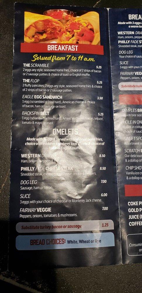 Menu at Pub 19 at Eagle Haven Golf Course, Virginia Beach