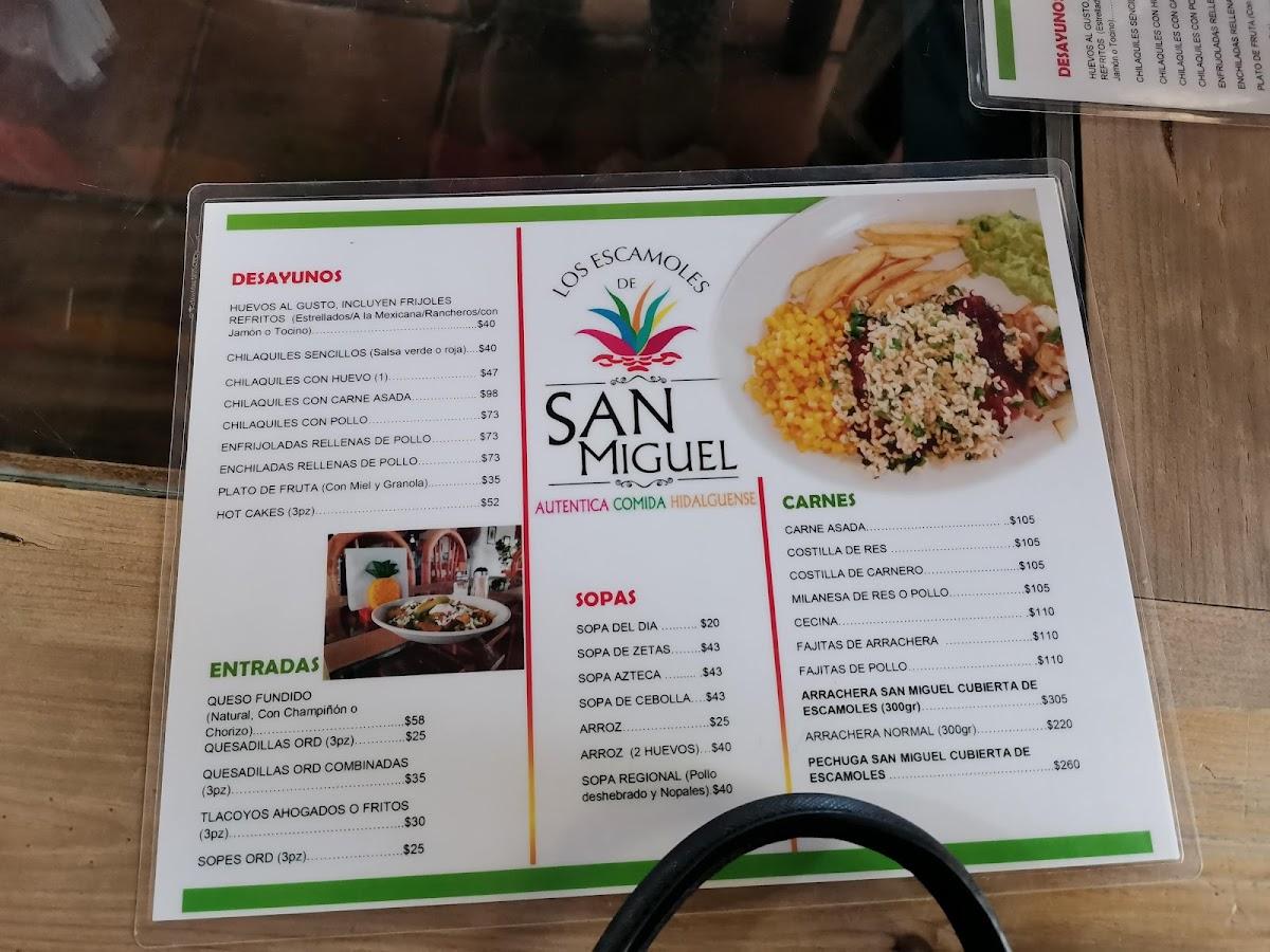Menu at Restaurante Los Escamoles de San Miguel, Singuilucan