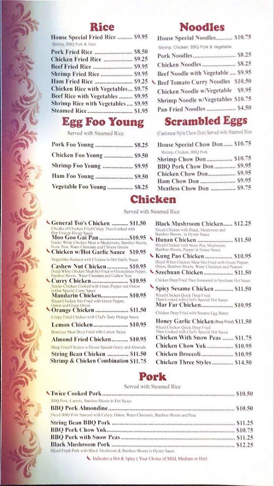 Menu at Shang Hai Restaurant, Kennewick, W Clearwater Ave