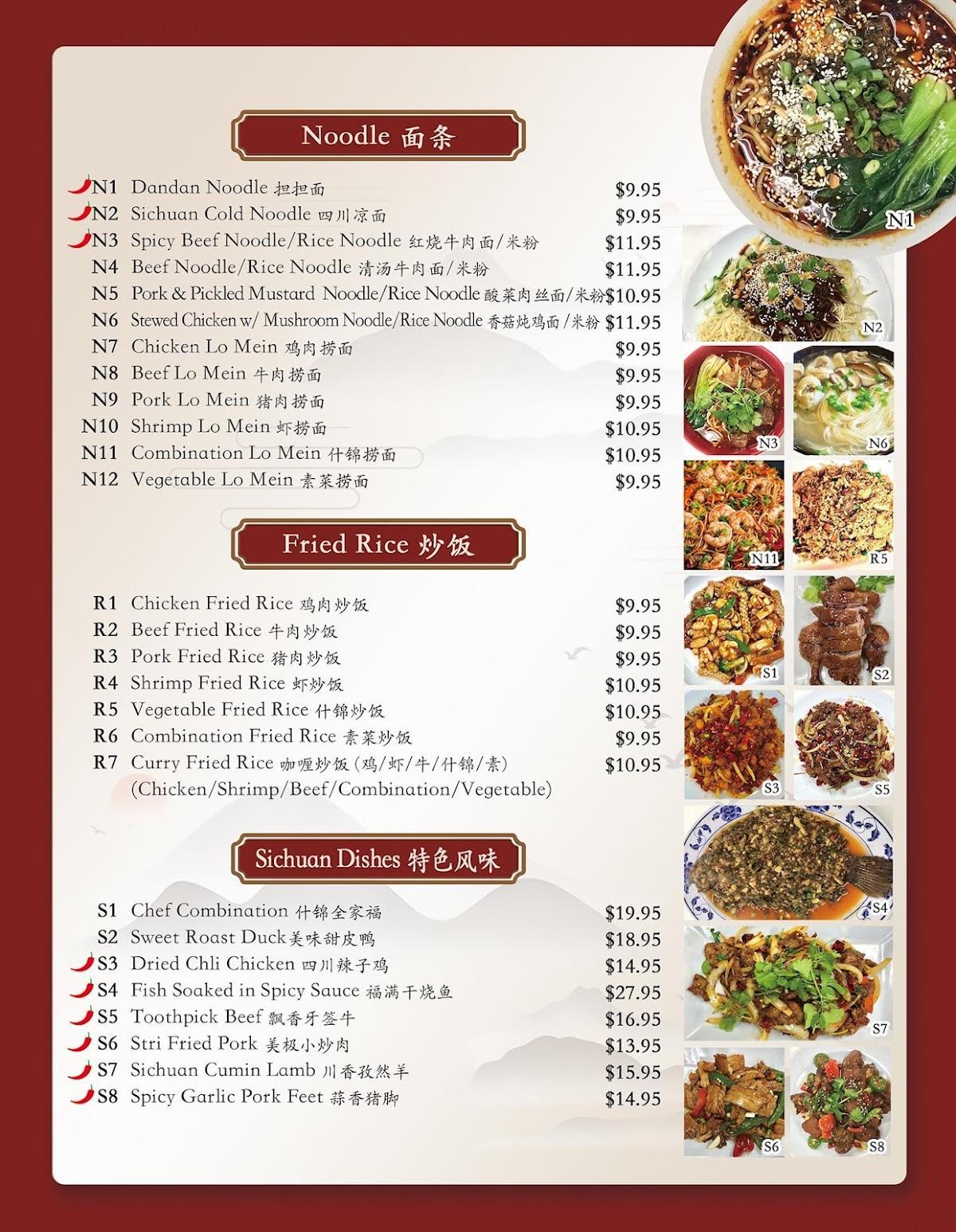 Menu at Yummy Sichuan restaurant, Flower Mound
