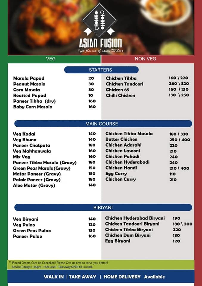 Menu at Asian Fusion Restaurant, Pune, Opp. Rama Furniture Mall