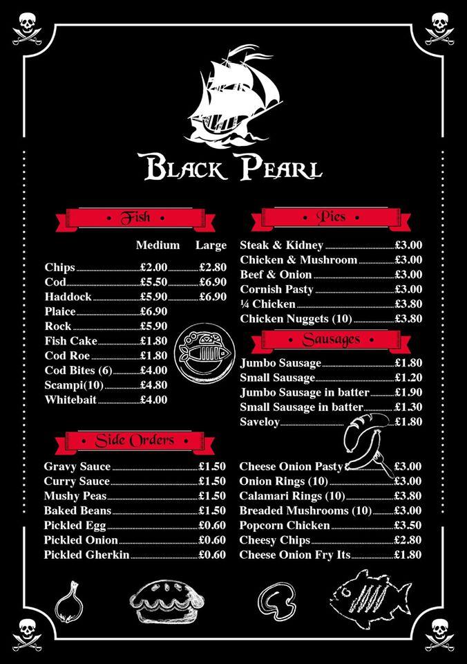 Menu at Black Pearl Fish Bar, Woking