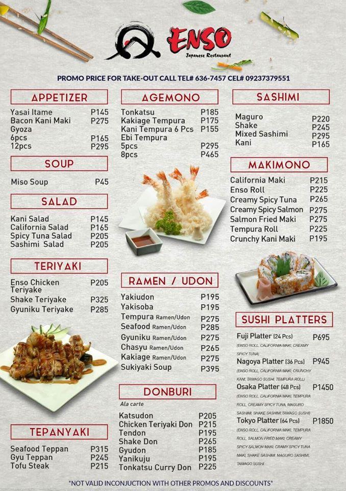 Carta de ENSO SUSHI BAR, Dagupan, A.b. Fernandez Avenue