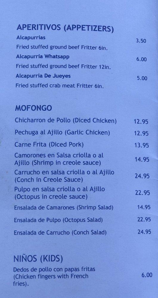 Menu at Lechonera El Flamboyan restaurant, Ocean Springs