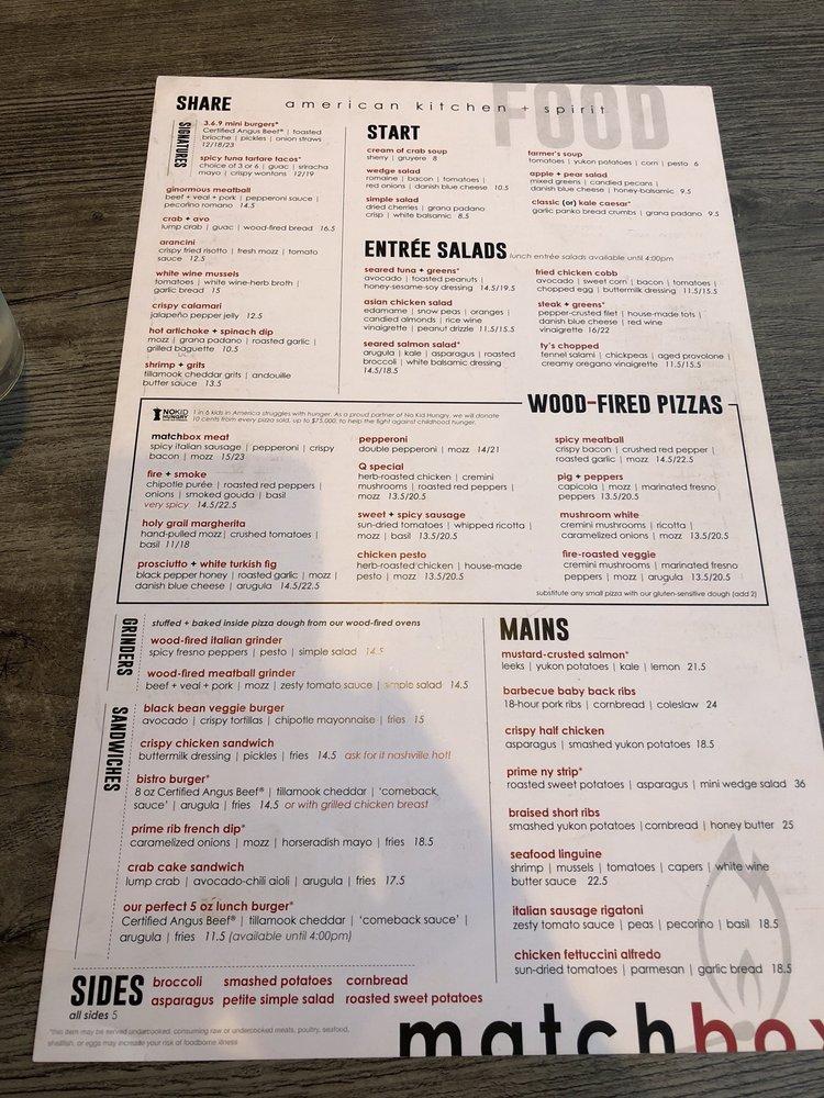 Menu at Matchbox - Sawgrass Mills pizzeria, Sunrise