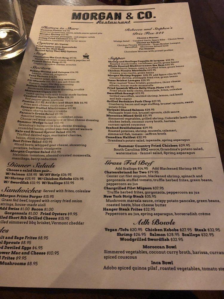 Menu at Morgan & Co steakhouse, Glens Falls