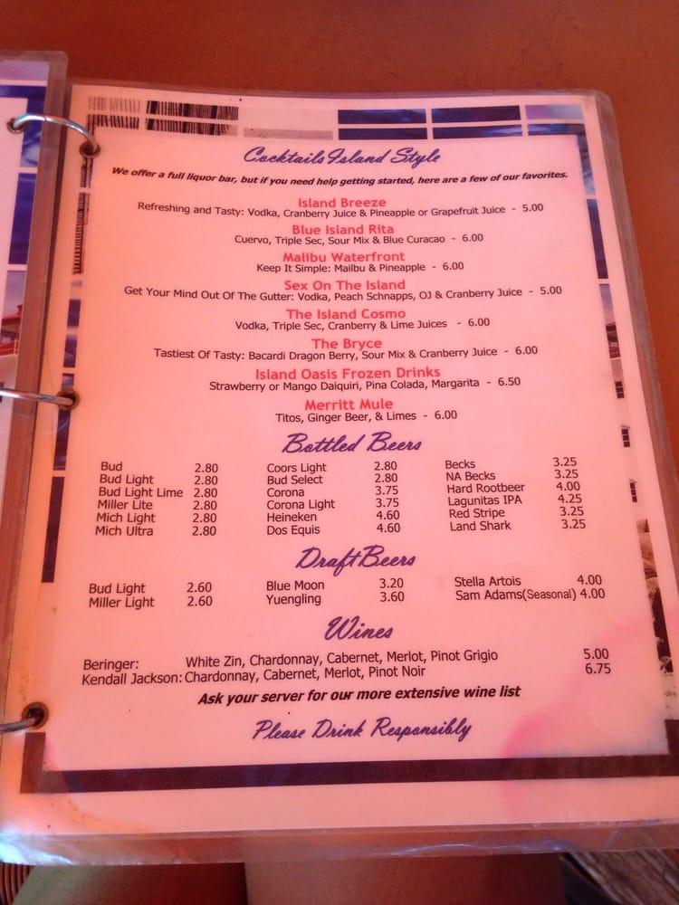 Menu at The Island Waterfront Bar and Grill, Merritt Island