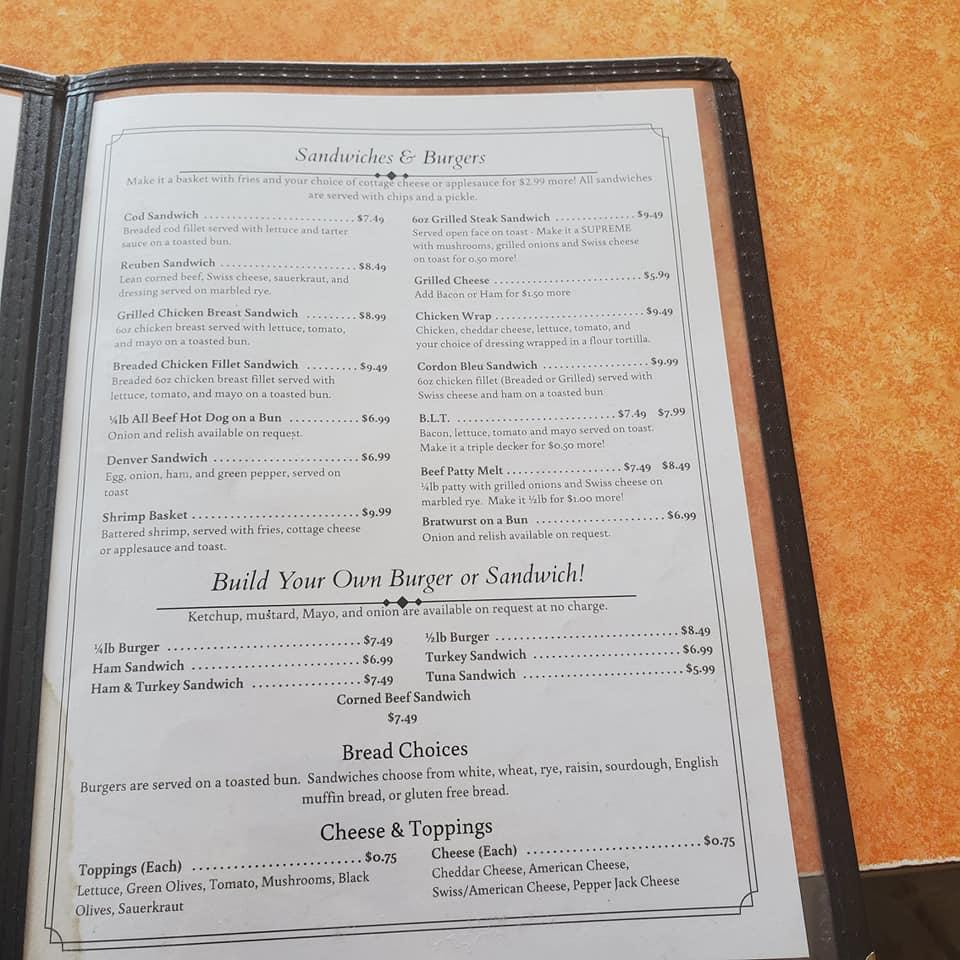 Menu at Cable Cafe, Cable