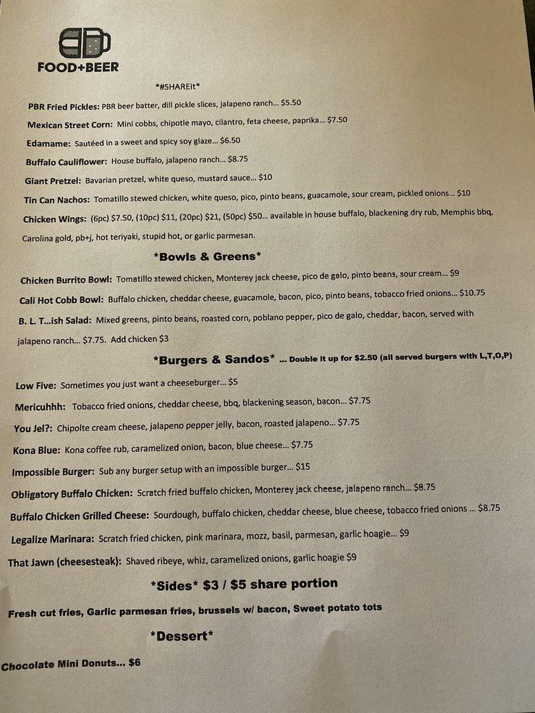 Menu at FOOD+BEER - Sarasota pub & bar, Sarasota