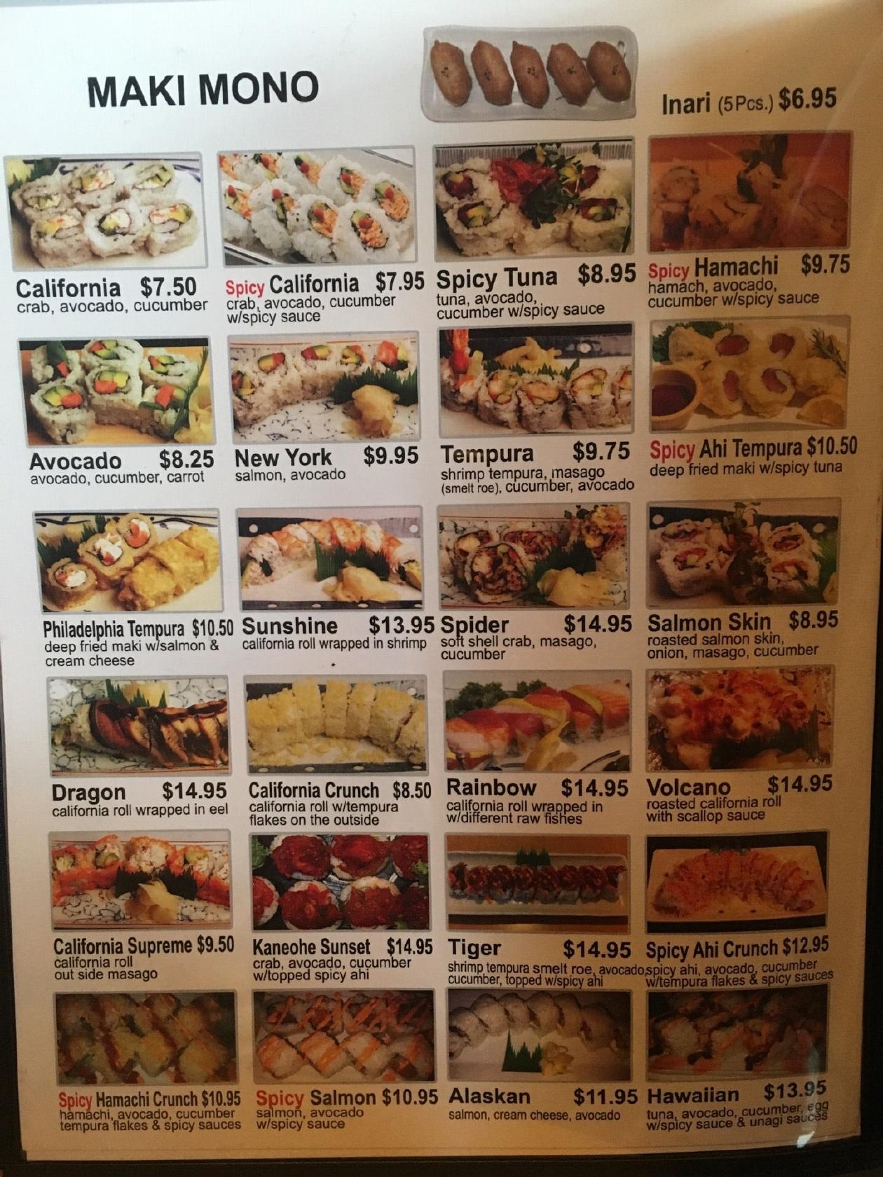 Menu at Kenko Ya restaurant, Kaneohe, 46-047 Kamehameha Hwy