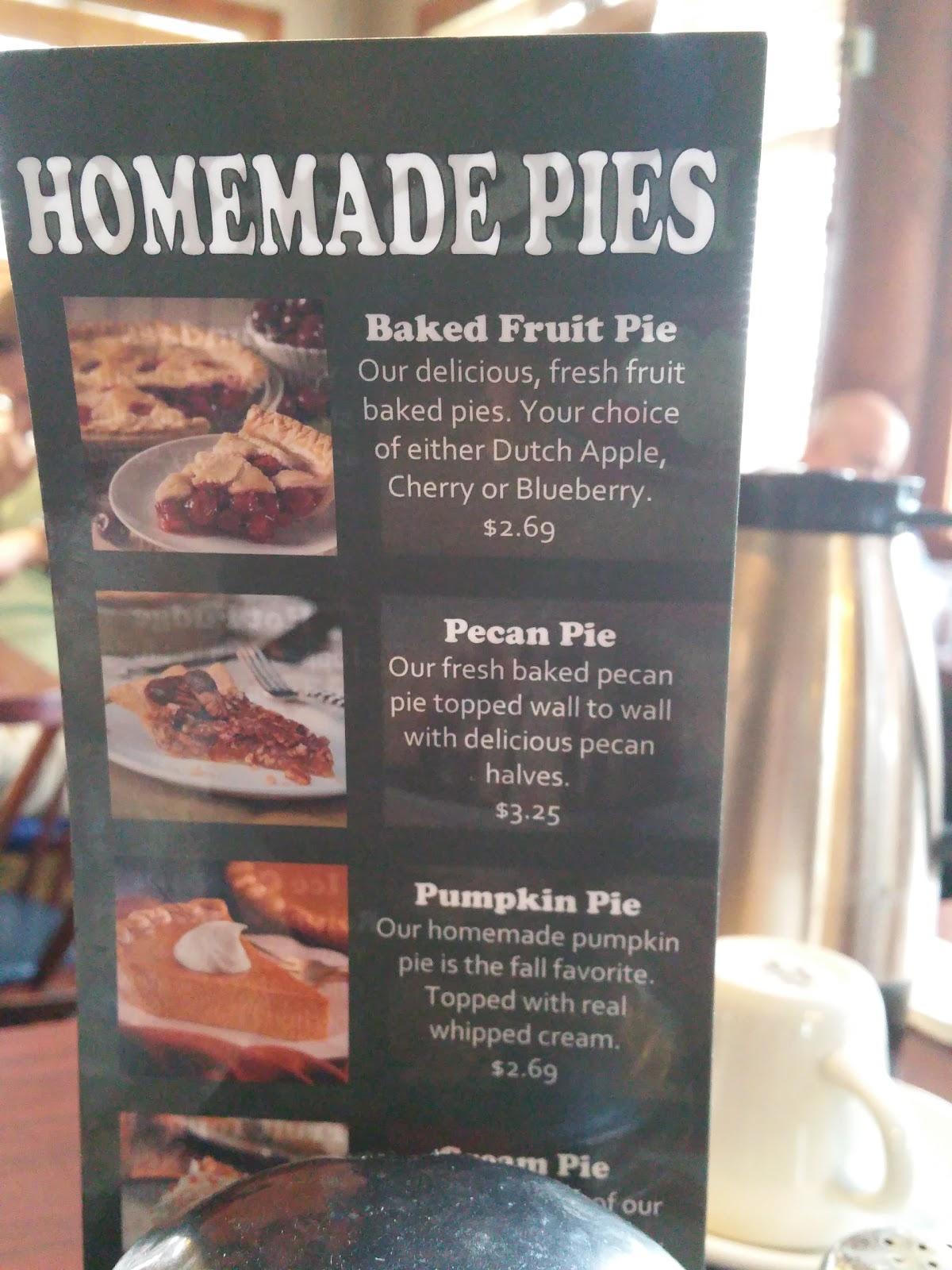 Menu at Log Cabin Restaurant, Schofield