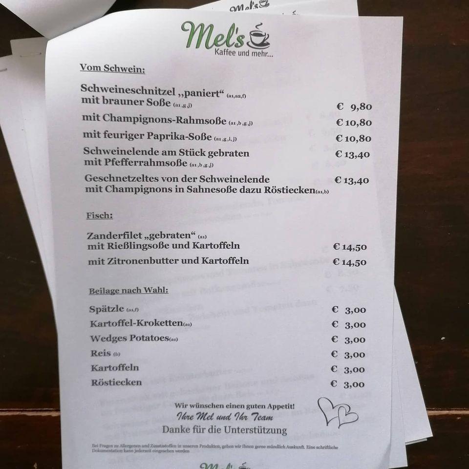 Speisekarte von Mel's Kaffee und mehr cafe, Neidenstein