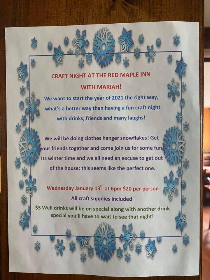 Menu at Red Maple Inn pub & bar, Guilford