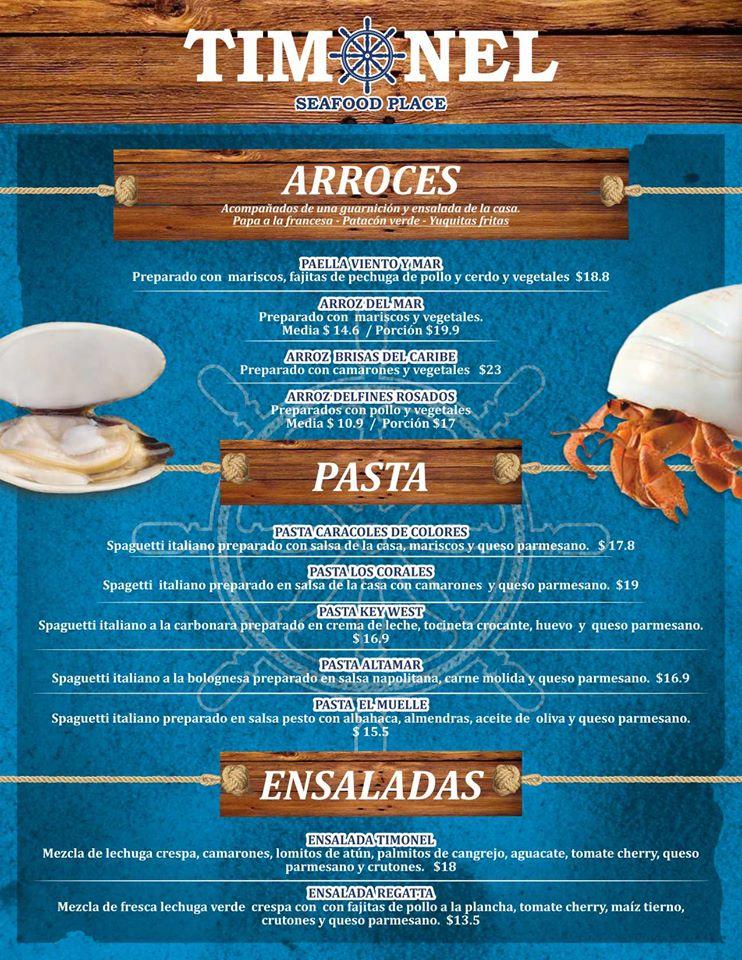 Menu at Timonel restaurant, Facatativá