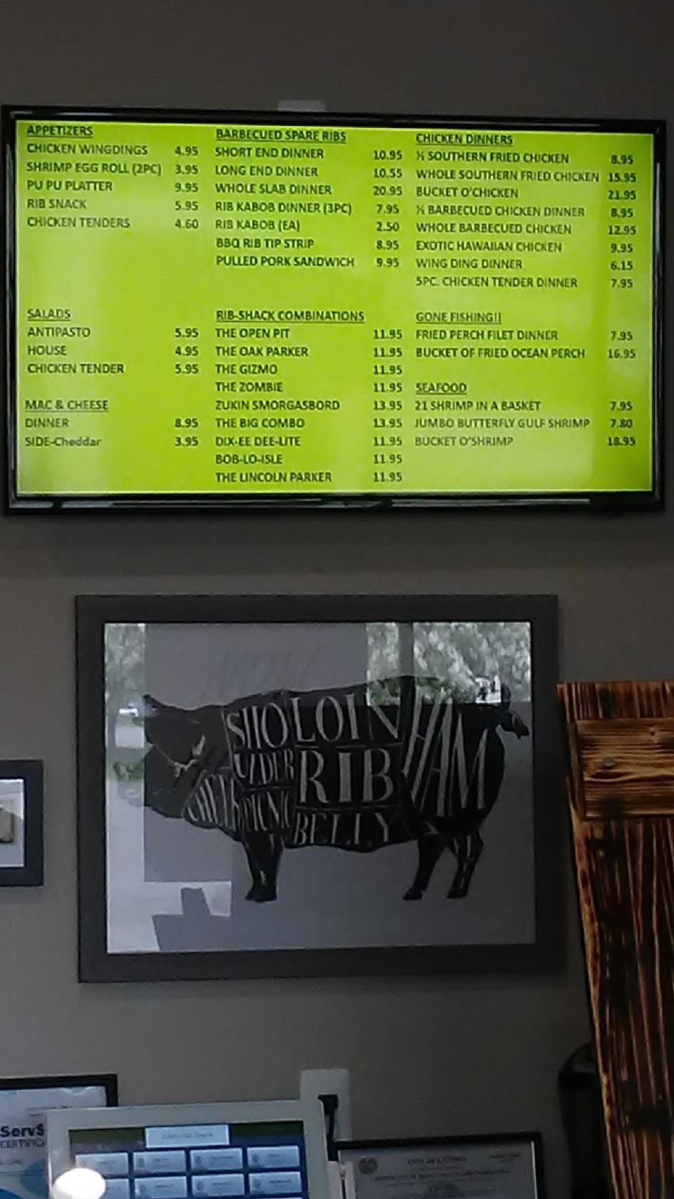 Menu at Zukin's Rib Shack BBQ, Livonia