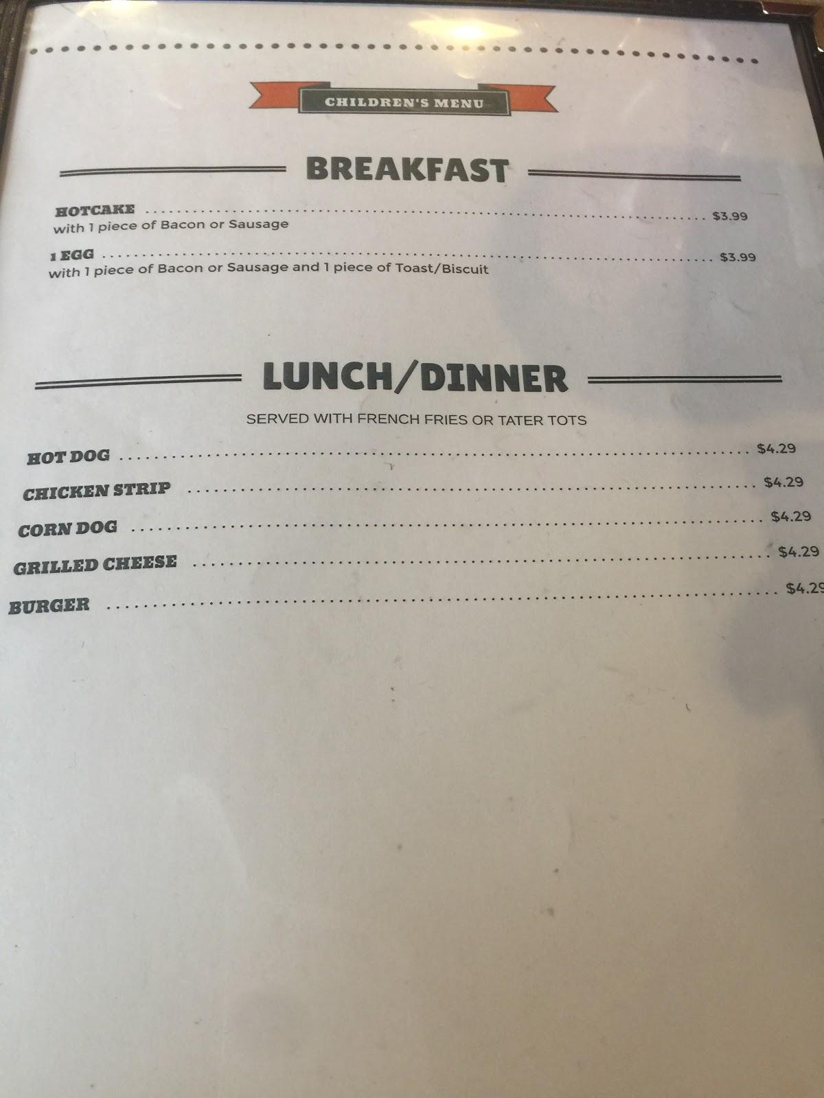 Menu at City Cafe, Munford